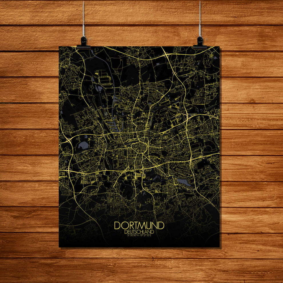 Dortmund Germany | City Map Print Custom Poster Canvas Wall Art Gift ...