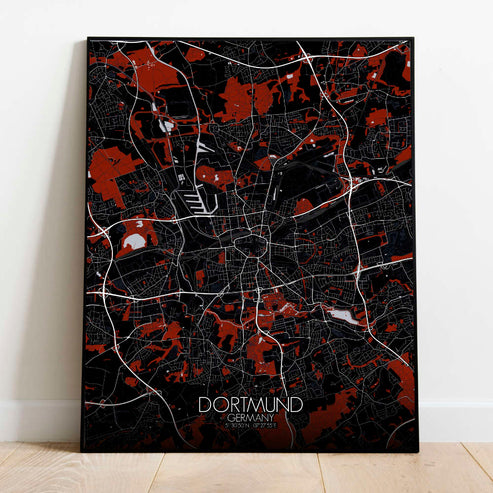 Dortmund Germany | City Map Print Custom Poster Canvas Wall Art Gift ...