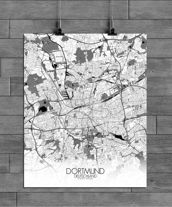 Dortmund Germany | City Map Print Custom Poster Canvas Wall Art Gift ...