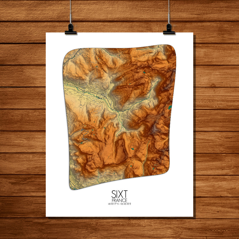 Sixt - France | Elevation Map print Custom Poster Wall Art 3D effect ...