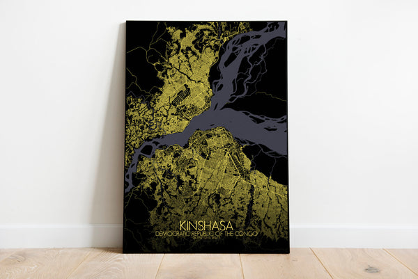 Kinshasa, DRC | Large City Map print Custom Poster Wall Art ...