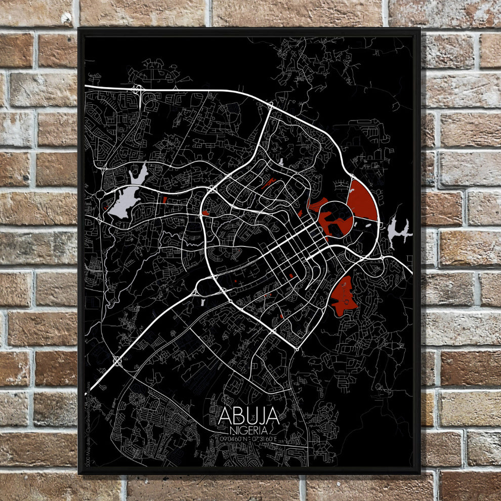 Abuja, Nigeria | Large City Map print Custom Poster Wall Art ...