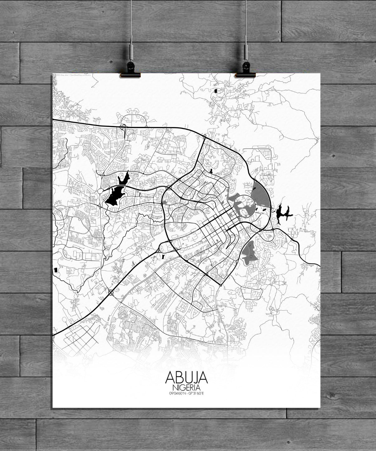 Abuja, Nigeria | Large City Map print Custom Poster Wall Art ...