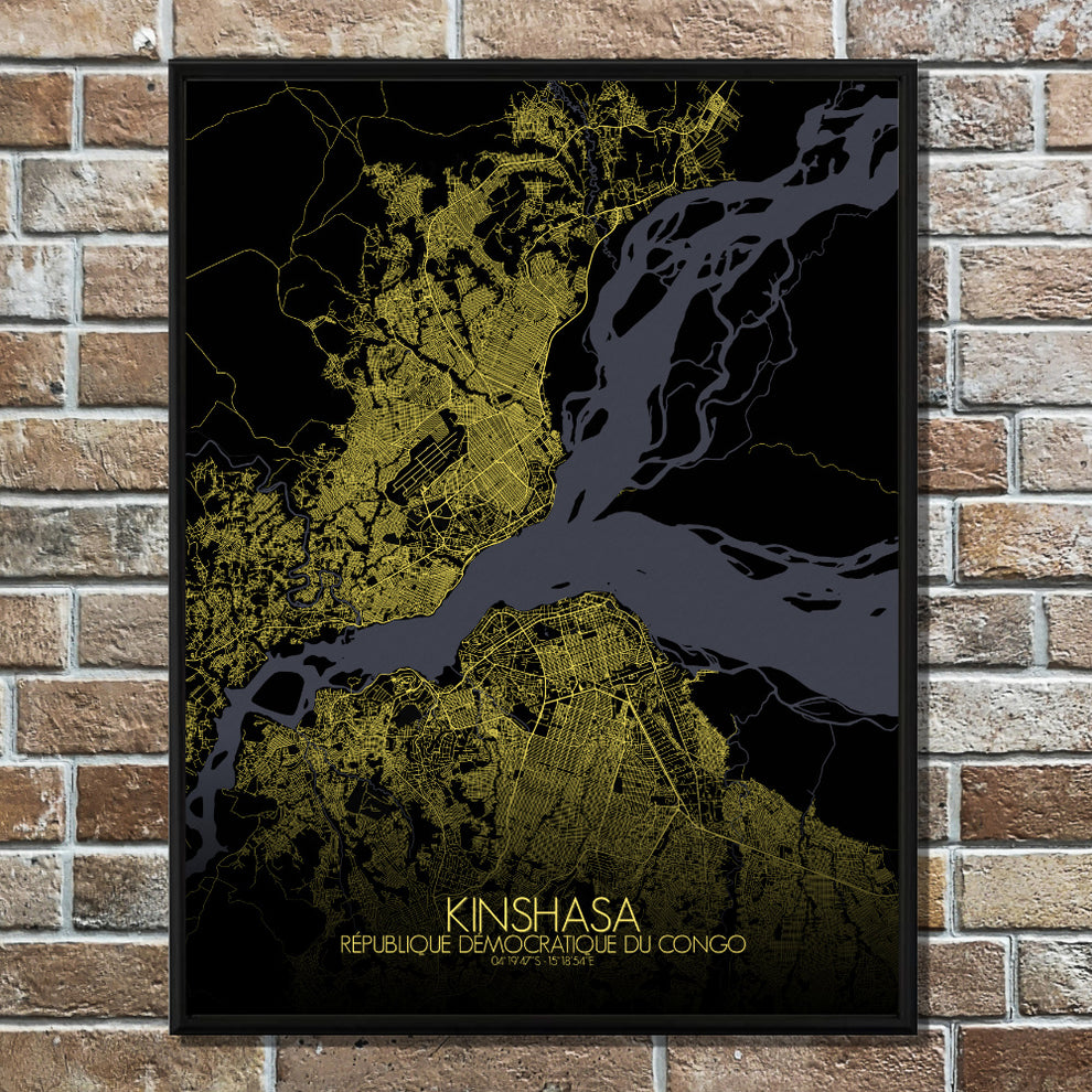 Kinshasa, DRC | Large City Map print Custom Poster Wall Art ...